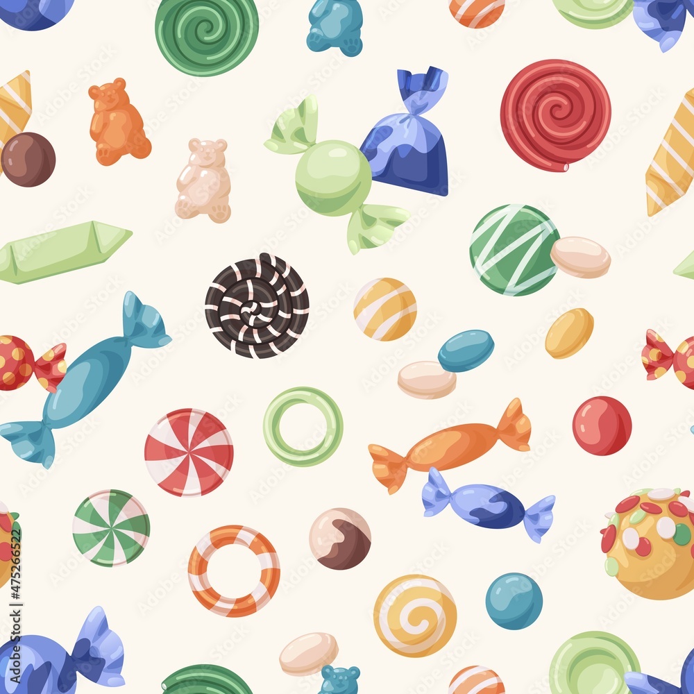 Sweets pattern. Seamless background with candies print. Repeating ...