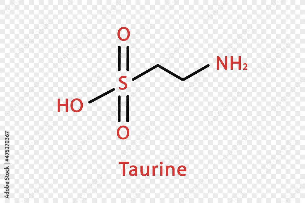 Taurine chemical formula. Taurine structural chemical formula isolated ...