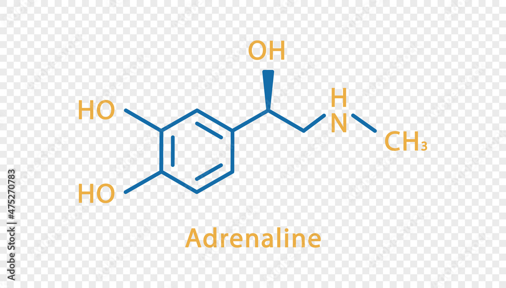 Adrenaline chemical formula. Adrenaline structural chemical formula ...