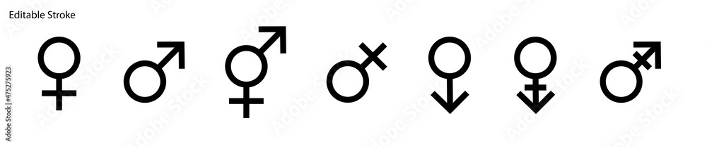 Gender Symbols Editable Stroke Stock Vector | Adobe Stock