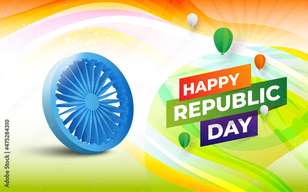 Happy Republic Day Celebration Greeting Background Template Stock ...
