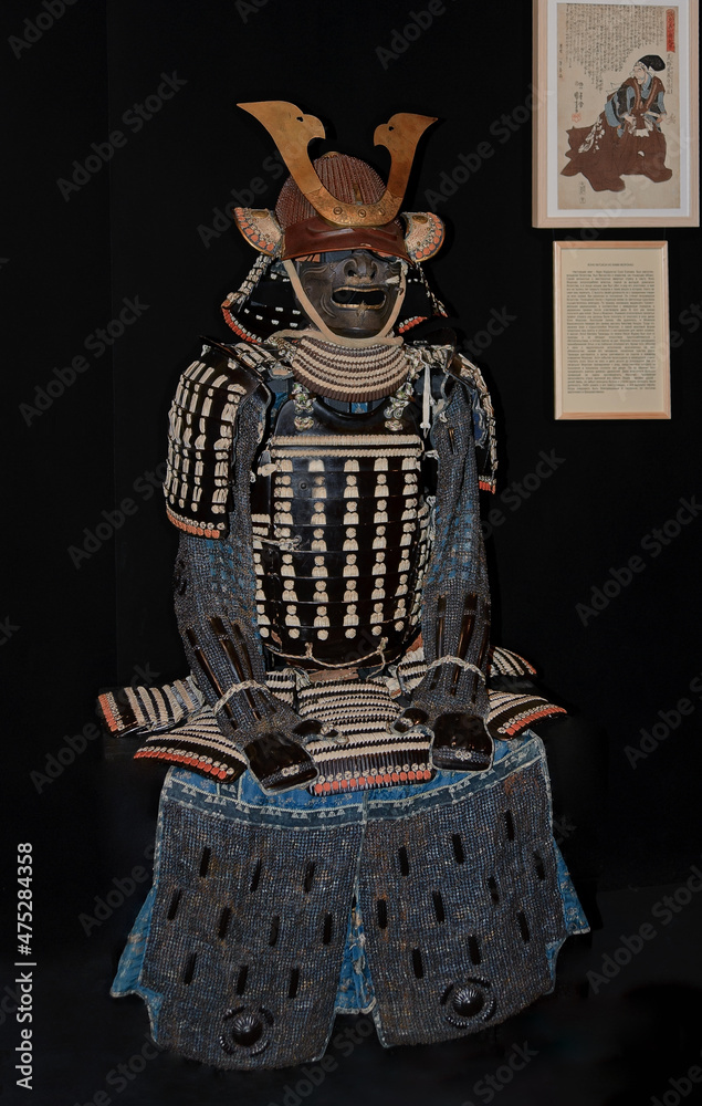 Antique samurai armour is on display at the Japanese Art of War exhibit ...