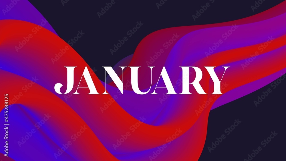 January liquid fluid background. Trendy design template. Abstract ...