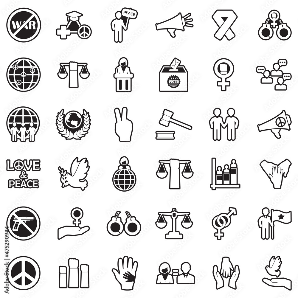 Human Rights Icons. Line With Fill Design. Vector Illustration. Stock ...