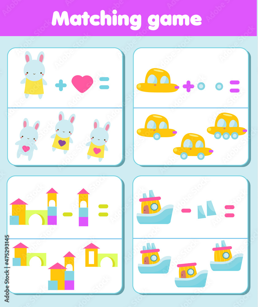 Matching game. Educational children activity. Logic Activity for pre ...