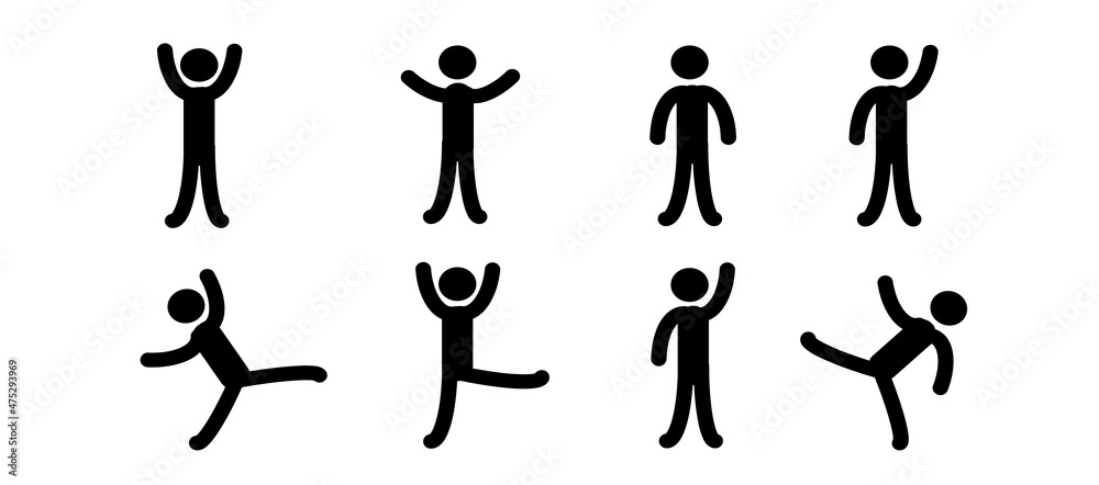 various poses of a person,people are standing, figurines, stick man ...