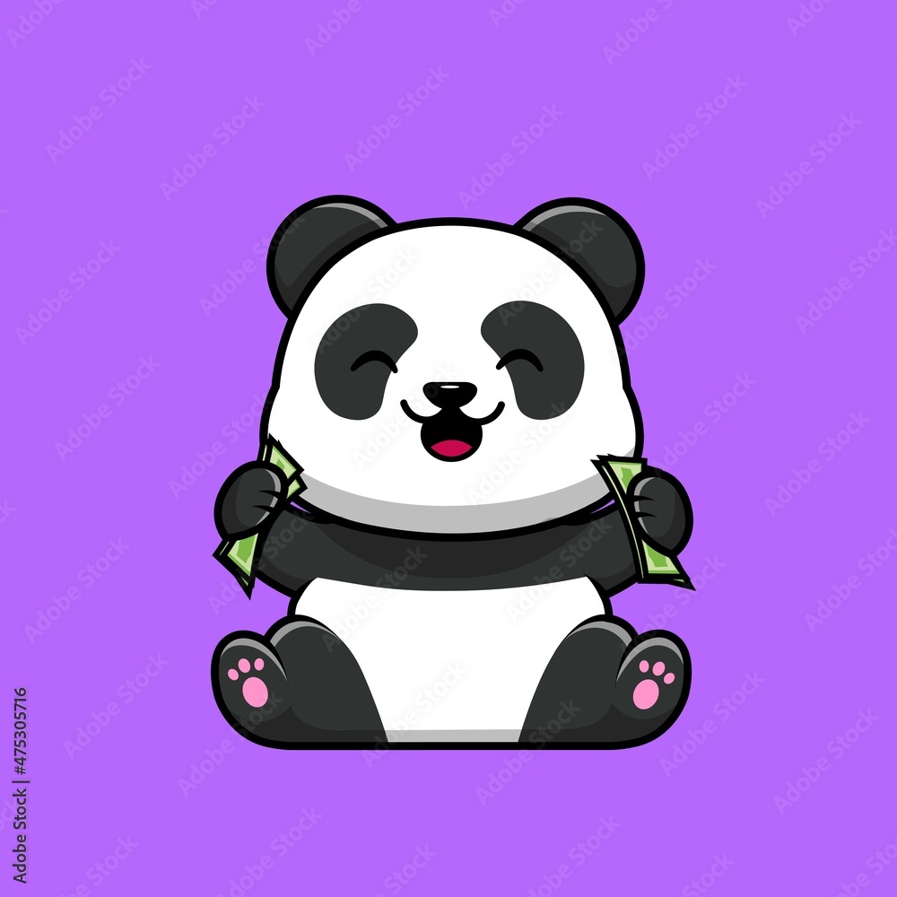 Cute Panda Holding Money Cartoon Vector Icon Illustration. Animal ...
