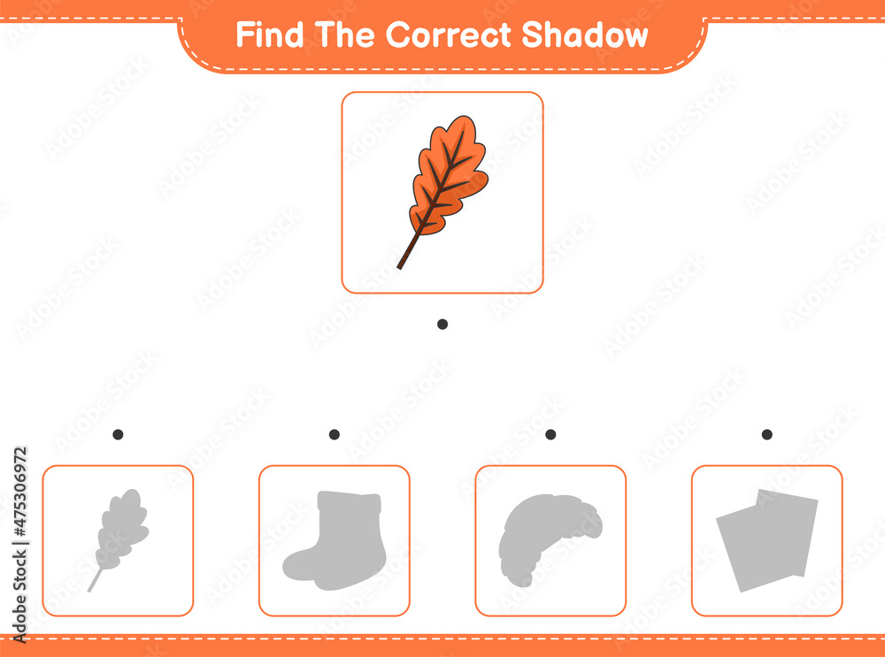 Find the correct shadow. Find and match the correct shadow of Oak Leaf ...