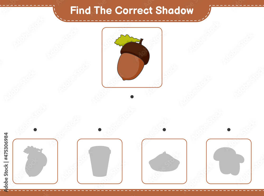 Find the correct shadow. Find and match the correct shadow of Acorn ...