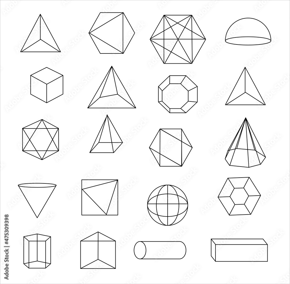 Set of volume and side geometry. A collection of outline geometry ...