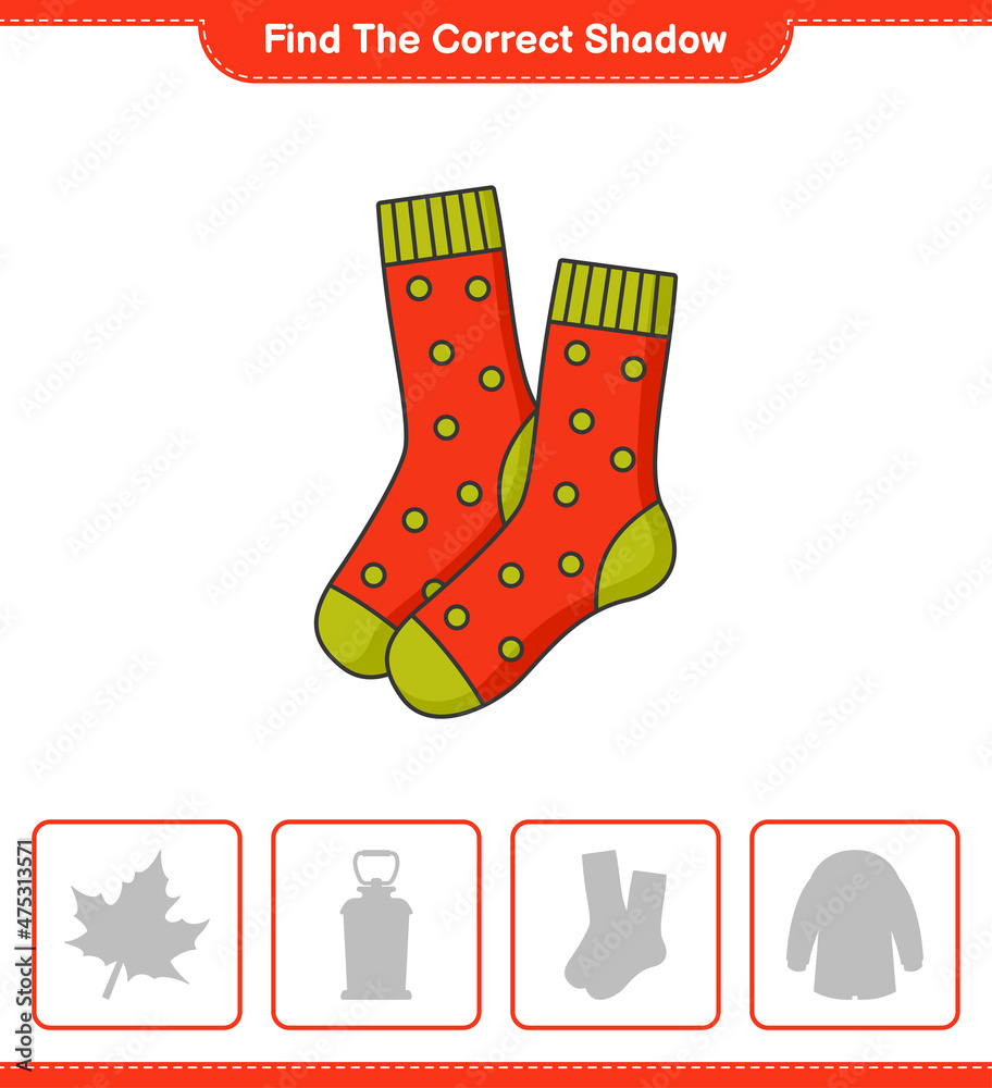 Find the correct shadow. Find and match the correct shadow of Socks ...