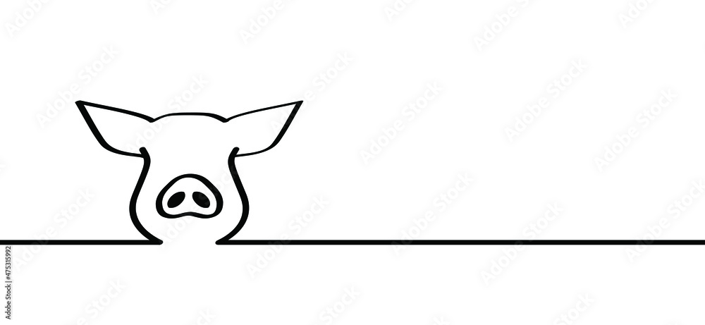 Pig line pattern for Bacon day. Drawing pigs animals farm silhouette ...