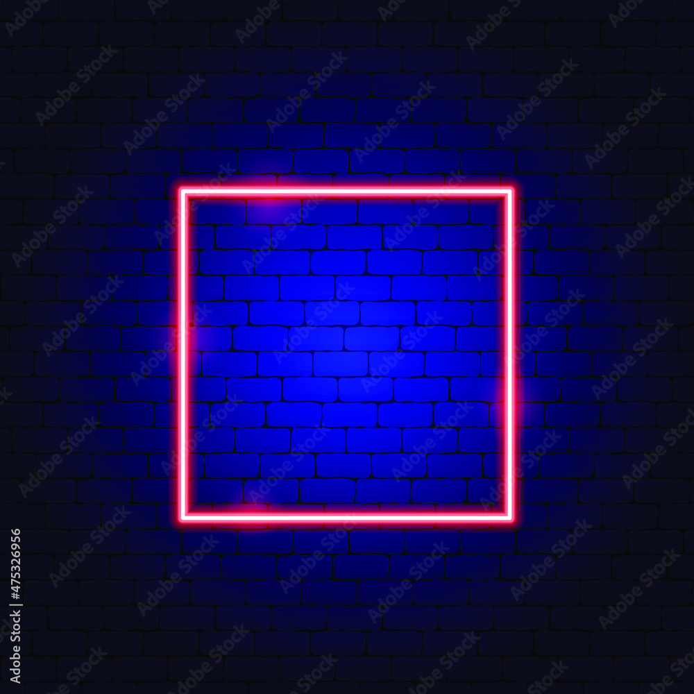 Square Neon Sign. Vector Illustration of Geometric Form Promotion ...