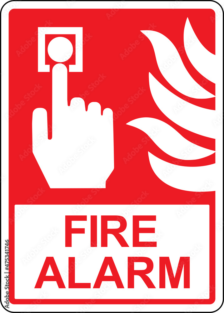 Press fire alarm sign. Fire exit Emergency signs and symbols. Stock ...