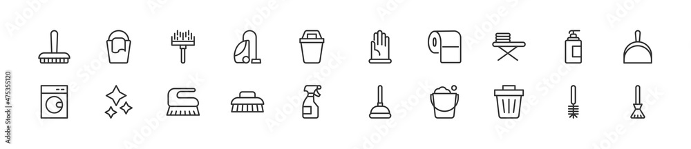 Set of simple cleaning line icons. Stock Vector | Adobe Stock