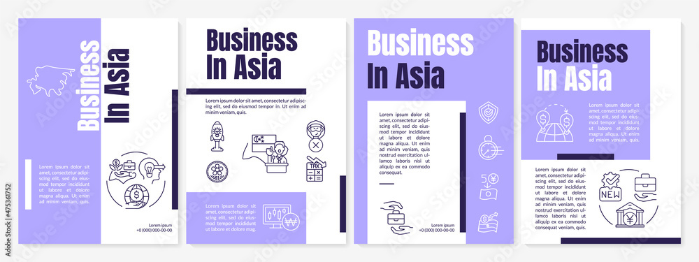 Entrepreneurship in asian countries purple brochure template. Booklet ...
