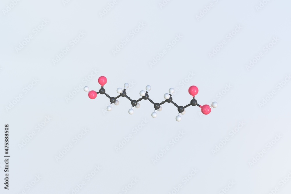 Azelaic acid molecule. Isolated molecular model. 3D rendering Stock ...