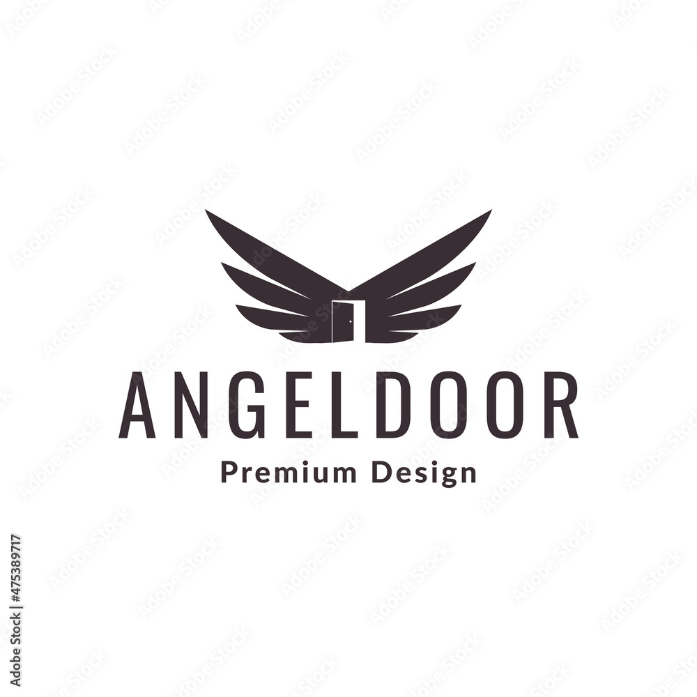 negative space wings with door logo design vector graphic symbol icon ...