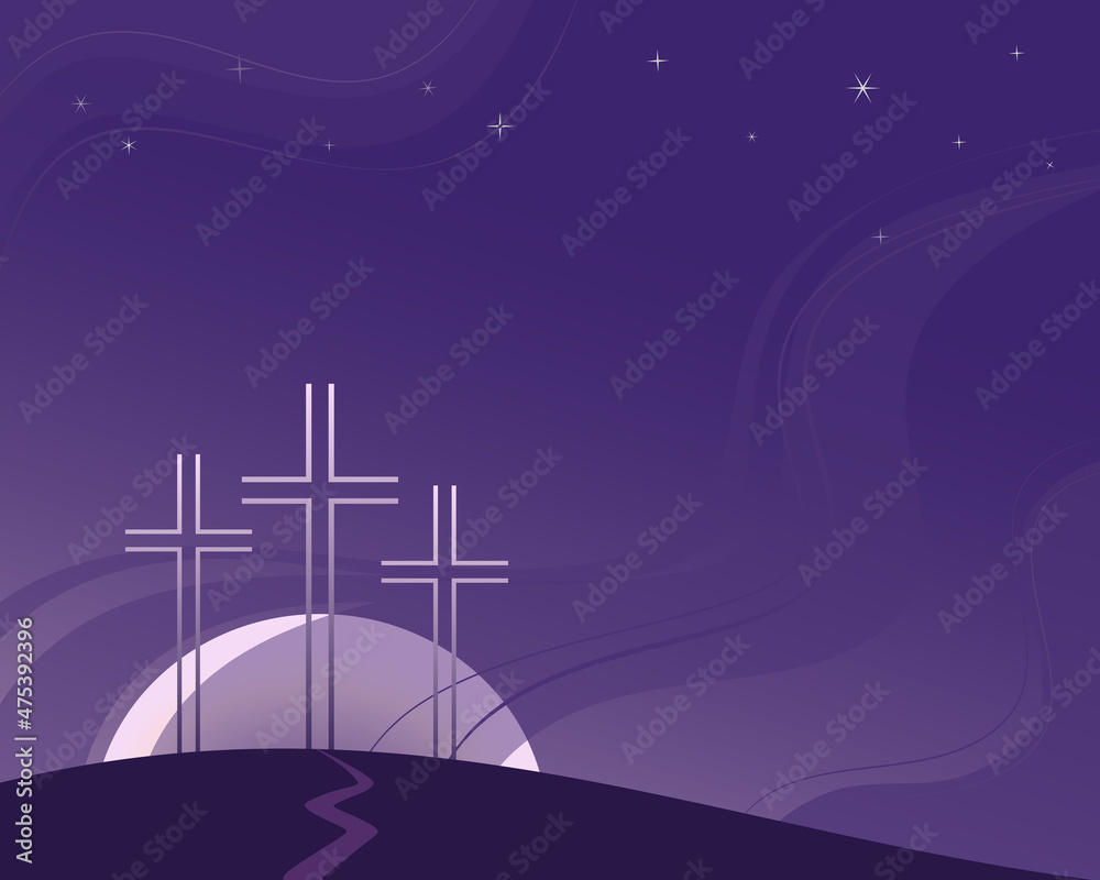 Religious Lenten season flat vector background. Hand drawn Christian ...