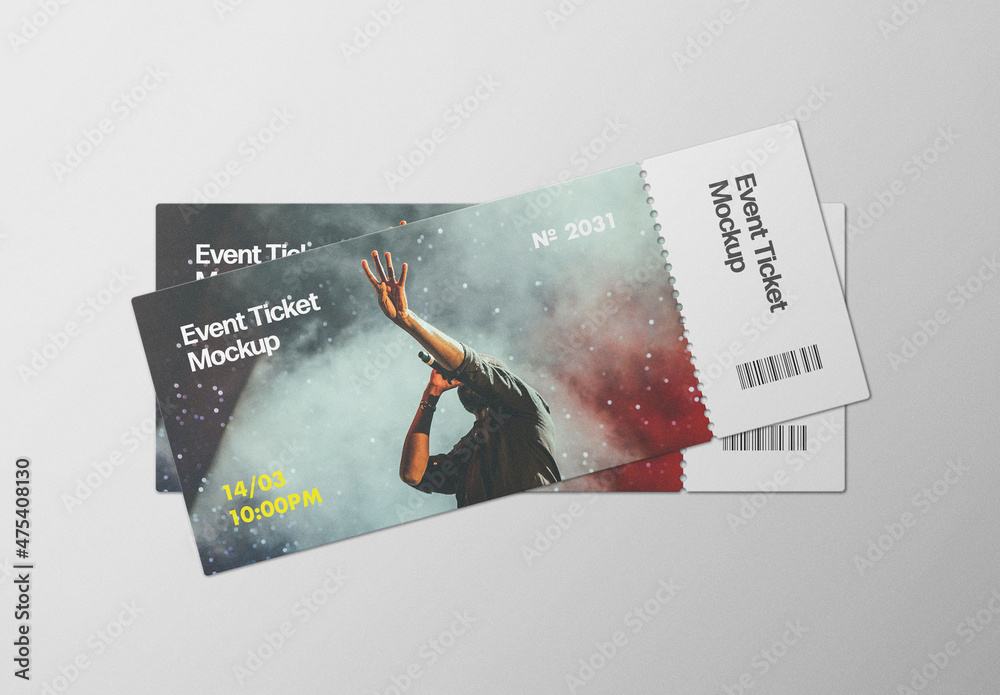 Event Ticket Pass Mockup Scene Stock Template | Adobe Stock