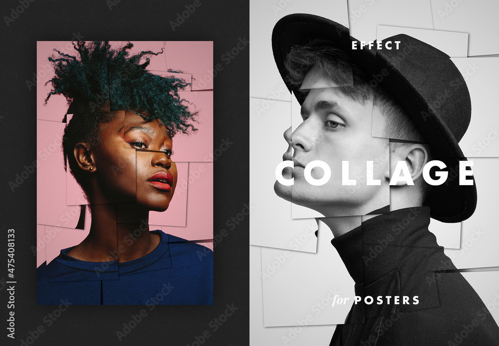 Paper Collage Photo Effect Mockup Stock Template | Adobe Stock