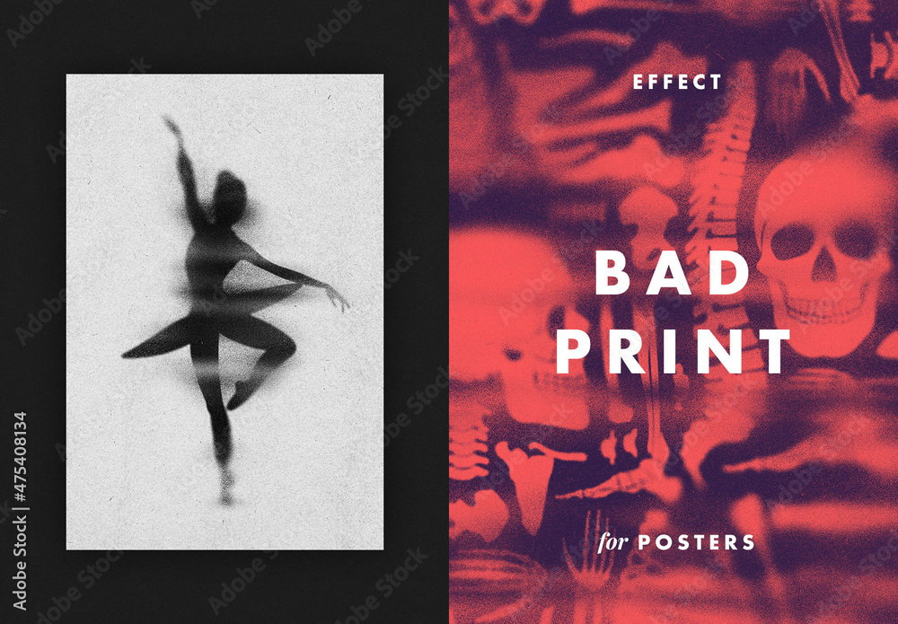 Bad Print Displacement Poster Effect Mockup Stock Template | Adobe Stock