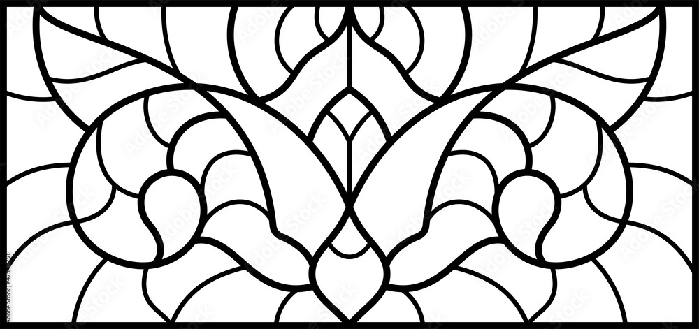 Vector sketch of a stained glass window. Vintage pattern. Abstract ...