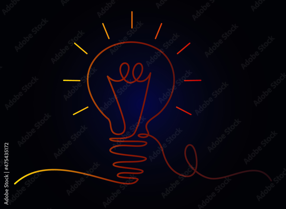 Continuous line art drawing. Electric light bulb. Vector illustration ...