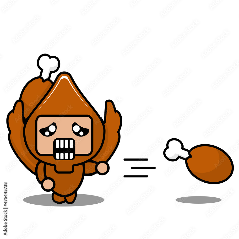 vector cartoon character mascot costume cute roast chicken food ...