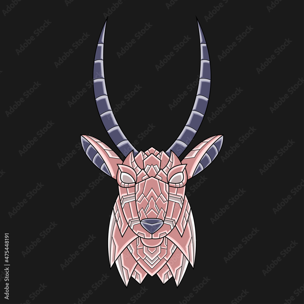 Abstract Colorful Ornament Doodle Art Waterbuck Illustration Cartoon ...