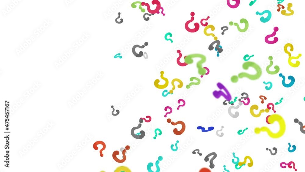 Vidéo Stock Many colorful question marks floating in air on white background. Thinking icon ...