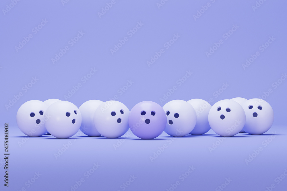 Blank purple bowling balls on pastel purple background. Realistic game ...