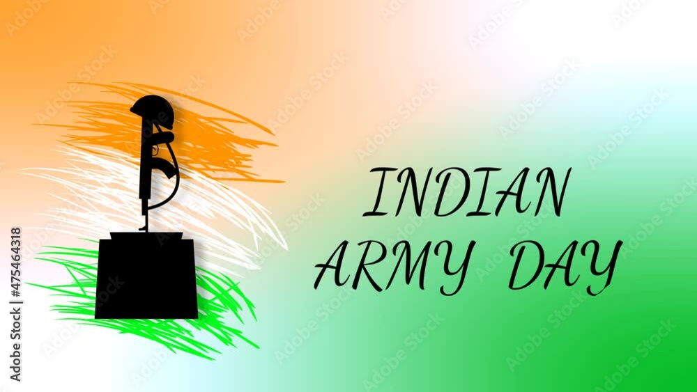 Indian army day writing progress animation on green and orange indian ...