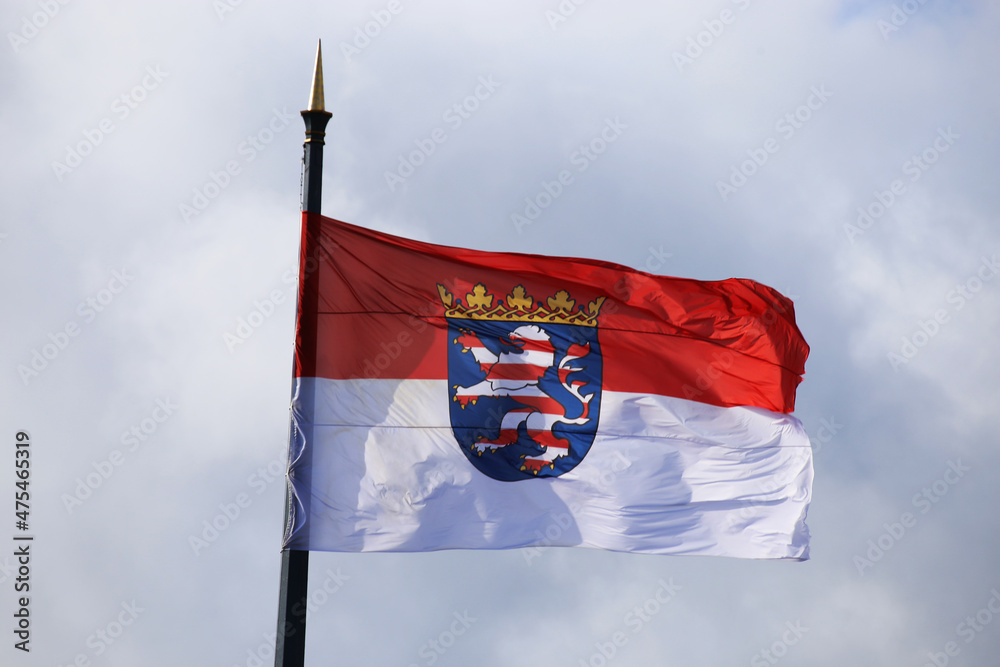 Flagge von Hessen in der Landeshauptstadt Wiesbaden Stock-Foto | Adobe ...