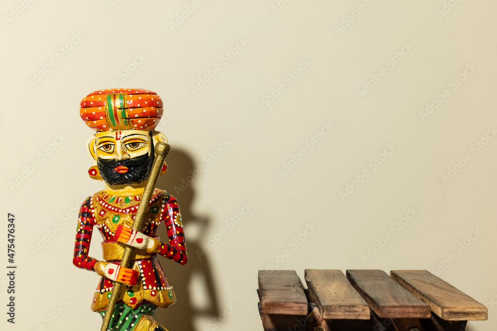 Handmade colorful wooden Rajasthani Doorkeeper or guard souvenir ...