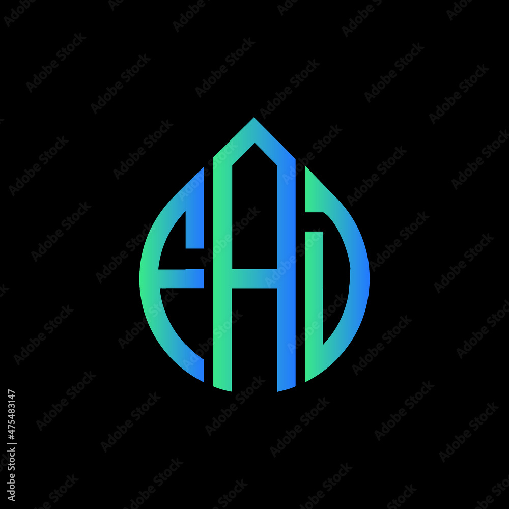 FAD letter logo design on black background. FAD circle letter logo ...