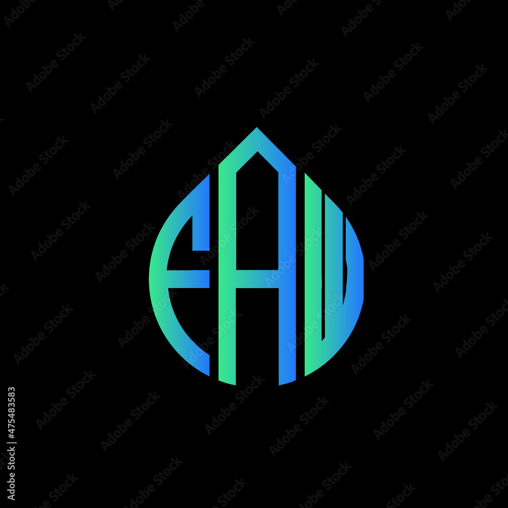 FAW letter logo design on black background. FAW circle letter logo ...