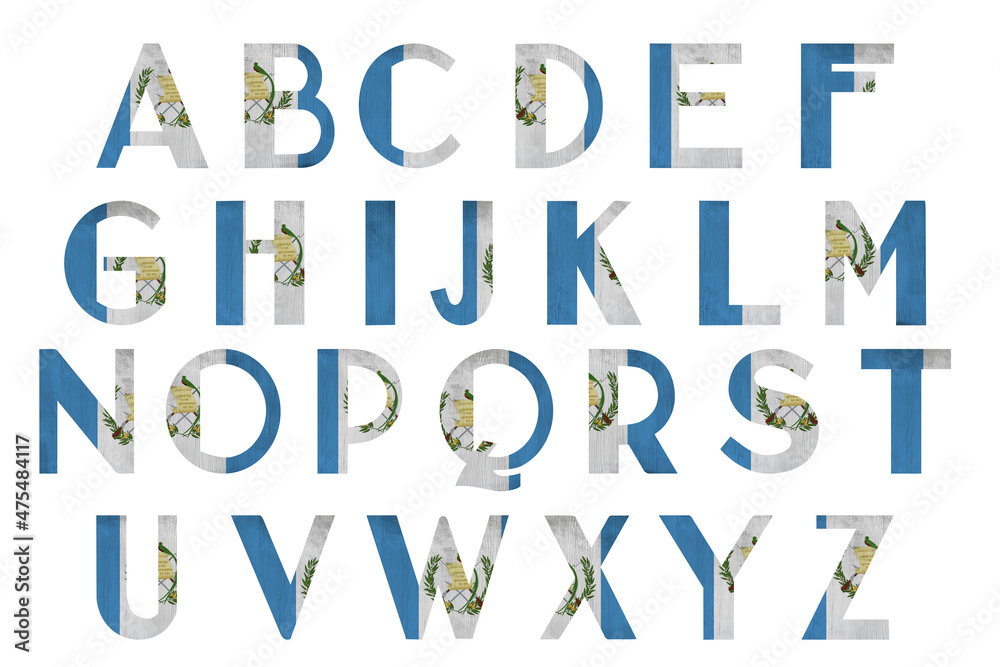 World countries. Universal Latin alphabet in colors of national flag ...