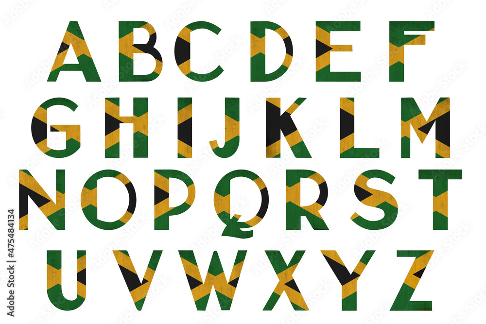 World countries. Universal Latin alphabet in colors of national flag ...