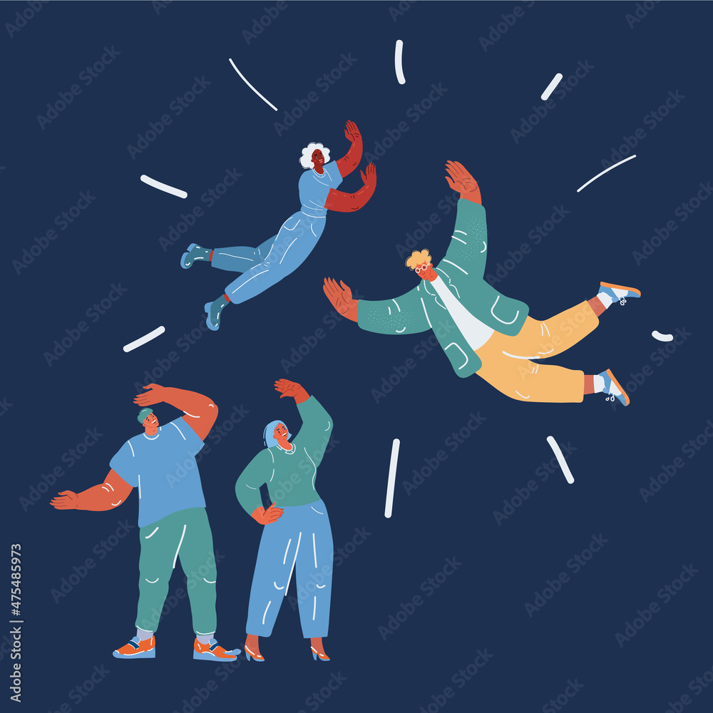 Cartoon vector illustration of people fly on sky. Stock Vector | Adobe ...