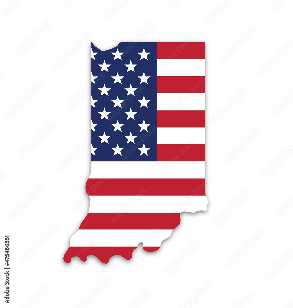 usa flag in indiana state map shape symbol Stock Vector | Adobe Stock