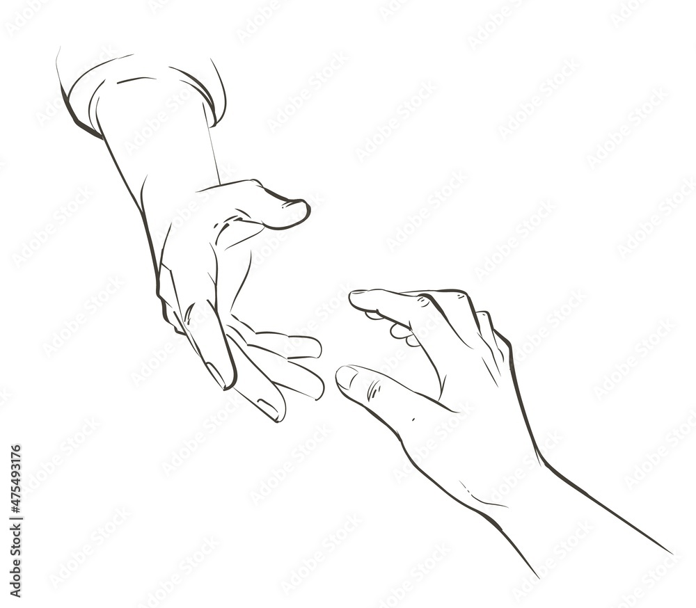 Helping hand concept. Gesture, sign of help and hope. Two hands taking ...