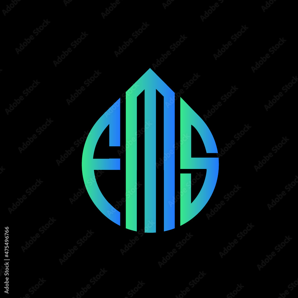 FMS letter logo design on black background. FMS circle letter logo ...
