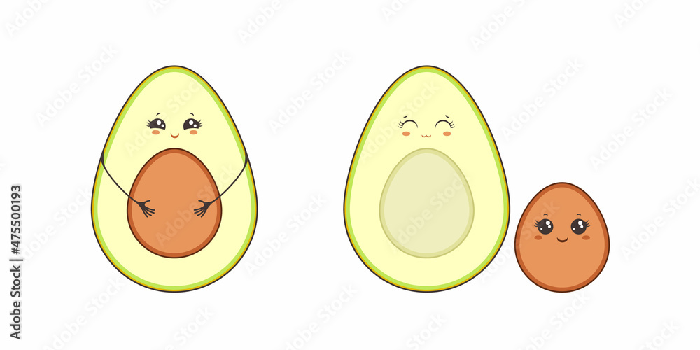 Funny happy cute Cartoon avocado. Pregnancy and childbirth. Vector ...