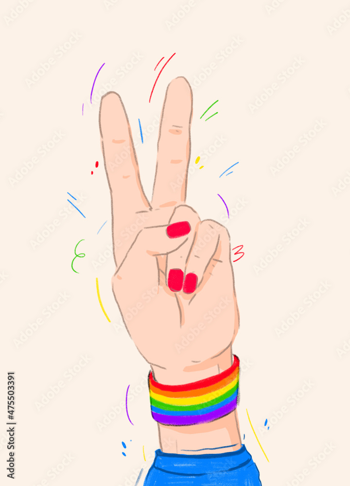 hand making peace sign Stock Illustration | Adobe Stock
