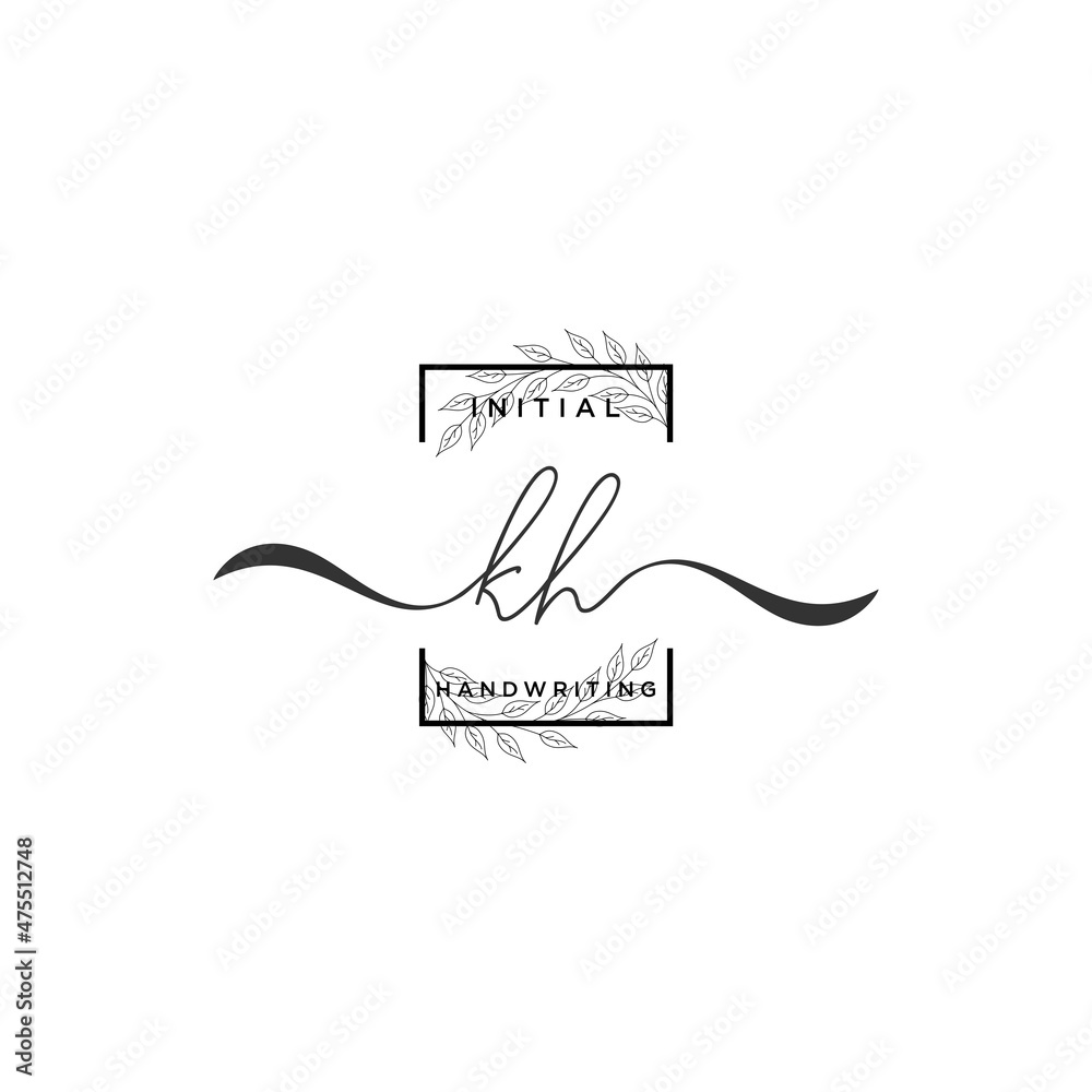 Initial Letter KH Signature Handwriting Template Logo Vector Stock ...