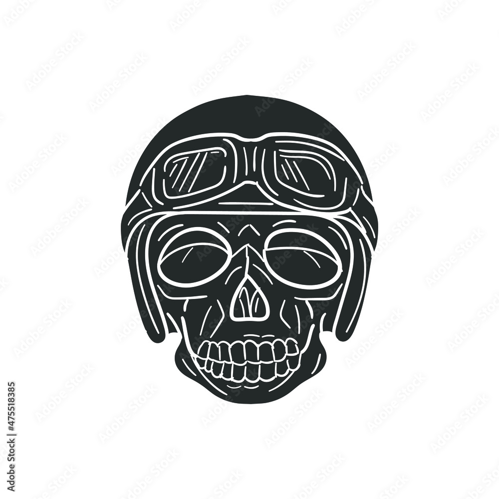 Skull Biker Icon Silhouette Illustration. Skeleton Motor Vector Graphic ...