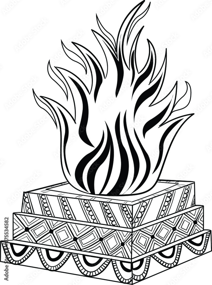 INDIAN WEDDING CLIP ART OF DECORATIVE HAVAN (HAWAN )DESIGN. ornamental ...