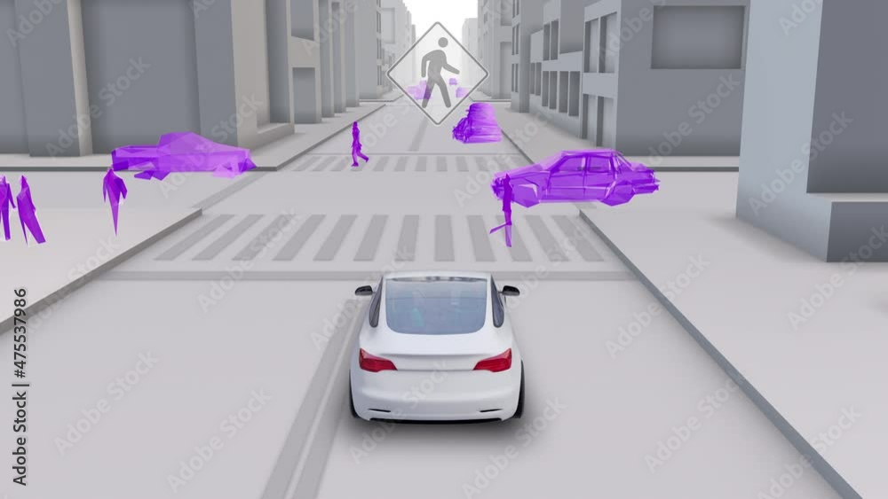 Video Stock 3D Animation of Electric Autonomous Car Computer Vision ...