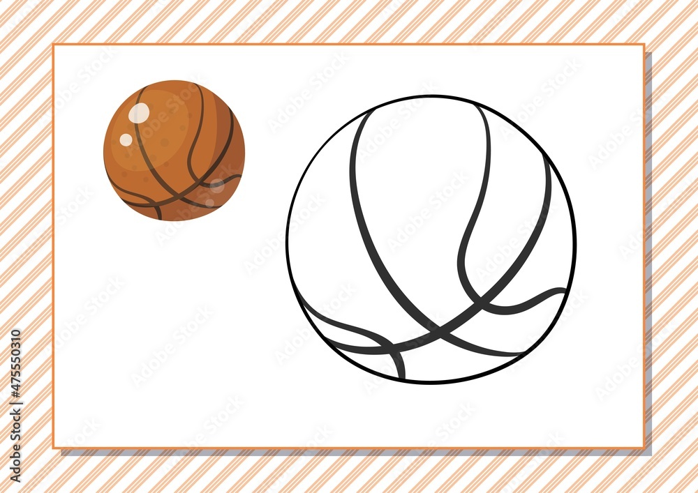 Printable worksheet. Coloring book. Cute cartoon ball. Vector ...